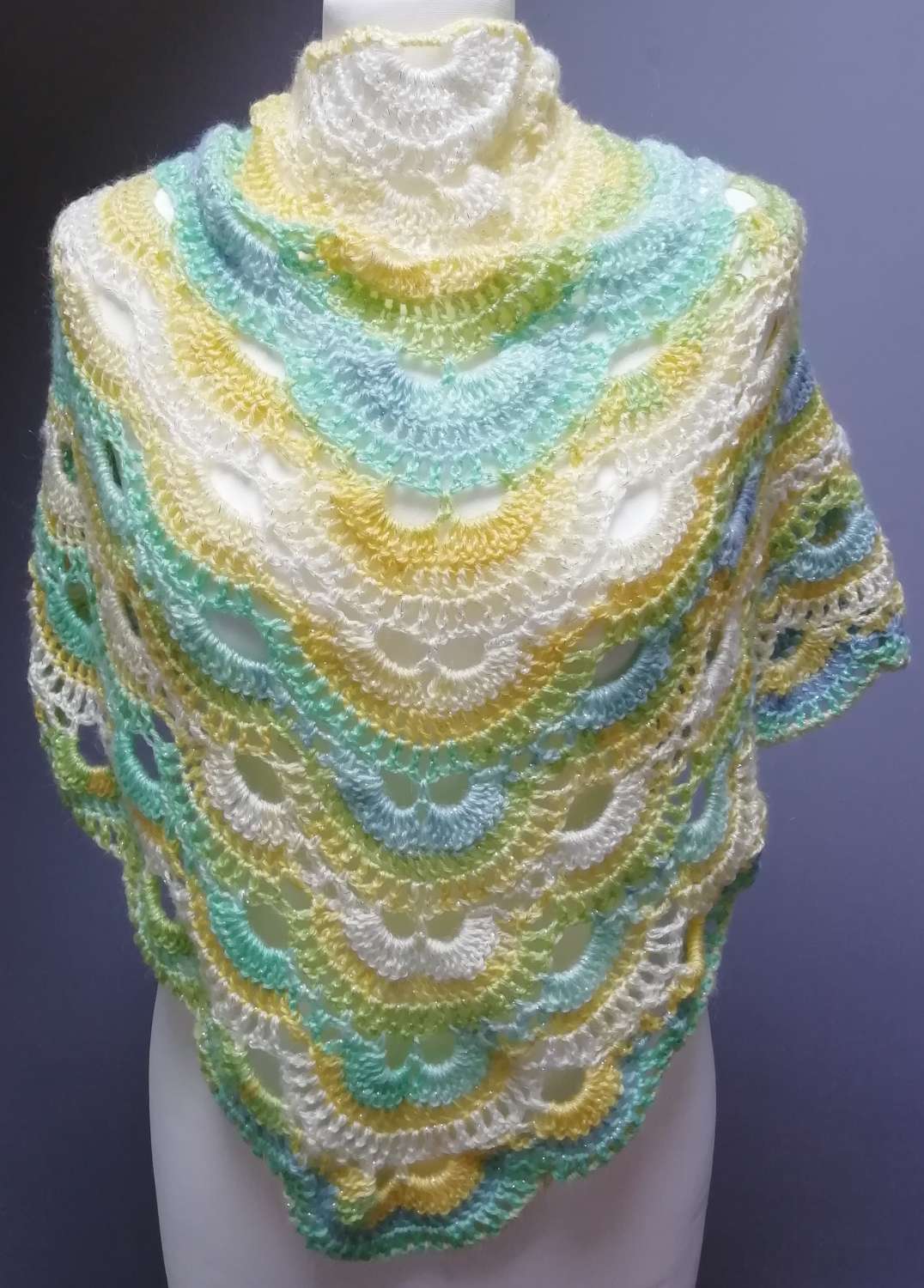 Crochet Angora Glitter Triangle Shawl/Scarf - MadeMe