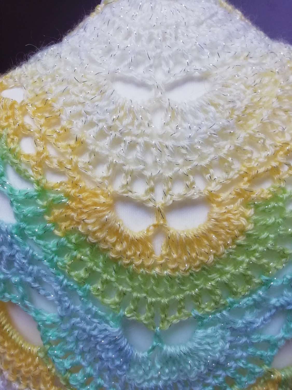 Crochet Angora Glitter Triangle Shawl/Scarf - MadeMe