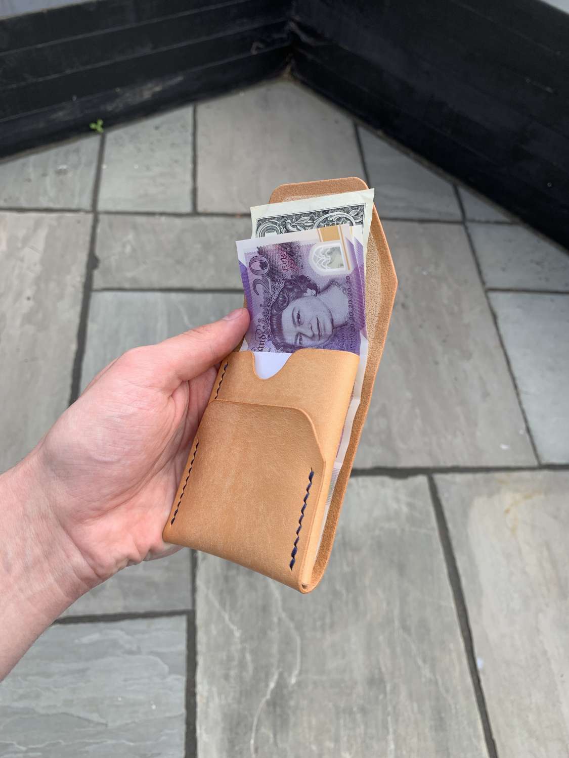 Handmade Leather Flap Wallet - Natural - MadeMe