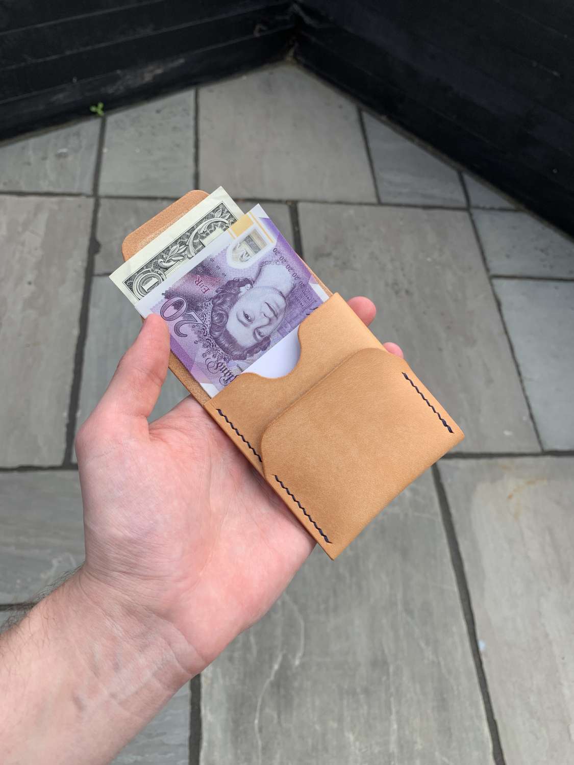 Handmade Leather Flap Wallet - Natural - MadeMe